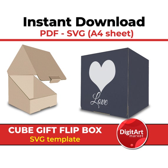 Custom Cube Gift Box Template With Flip Lid Favor Box - Etsy