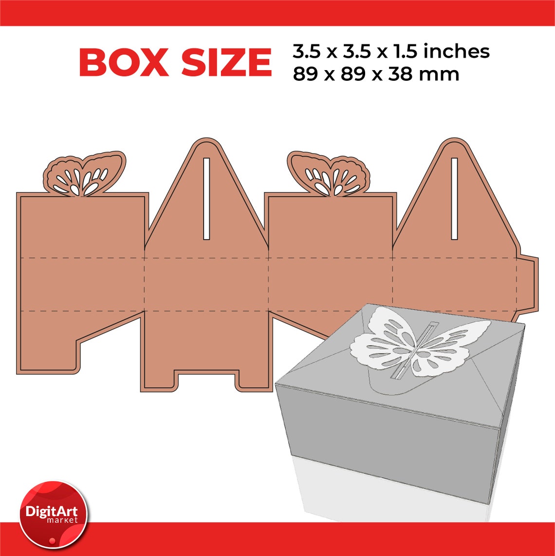 Butterfly box template set SVG butterfly gift box beautiful | Etsy