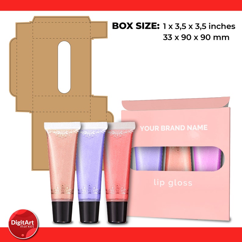 Lip Gloss Box Set Svg Lip Gloss Packaging Lip Gloss Box | Etsy