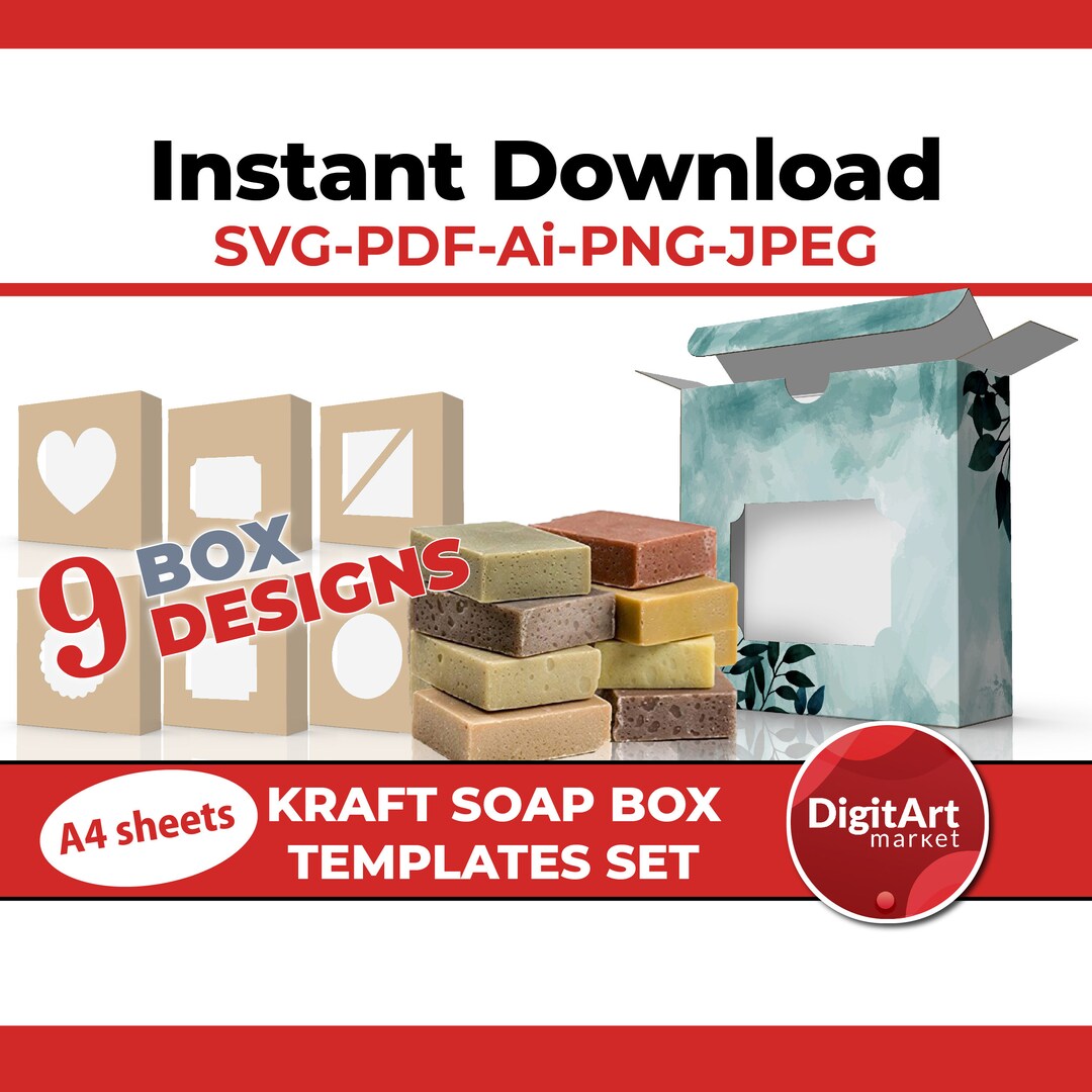 Soap Box Template SVG, 3x3x1" Soap Packaging, Soap Container, Kraft ...