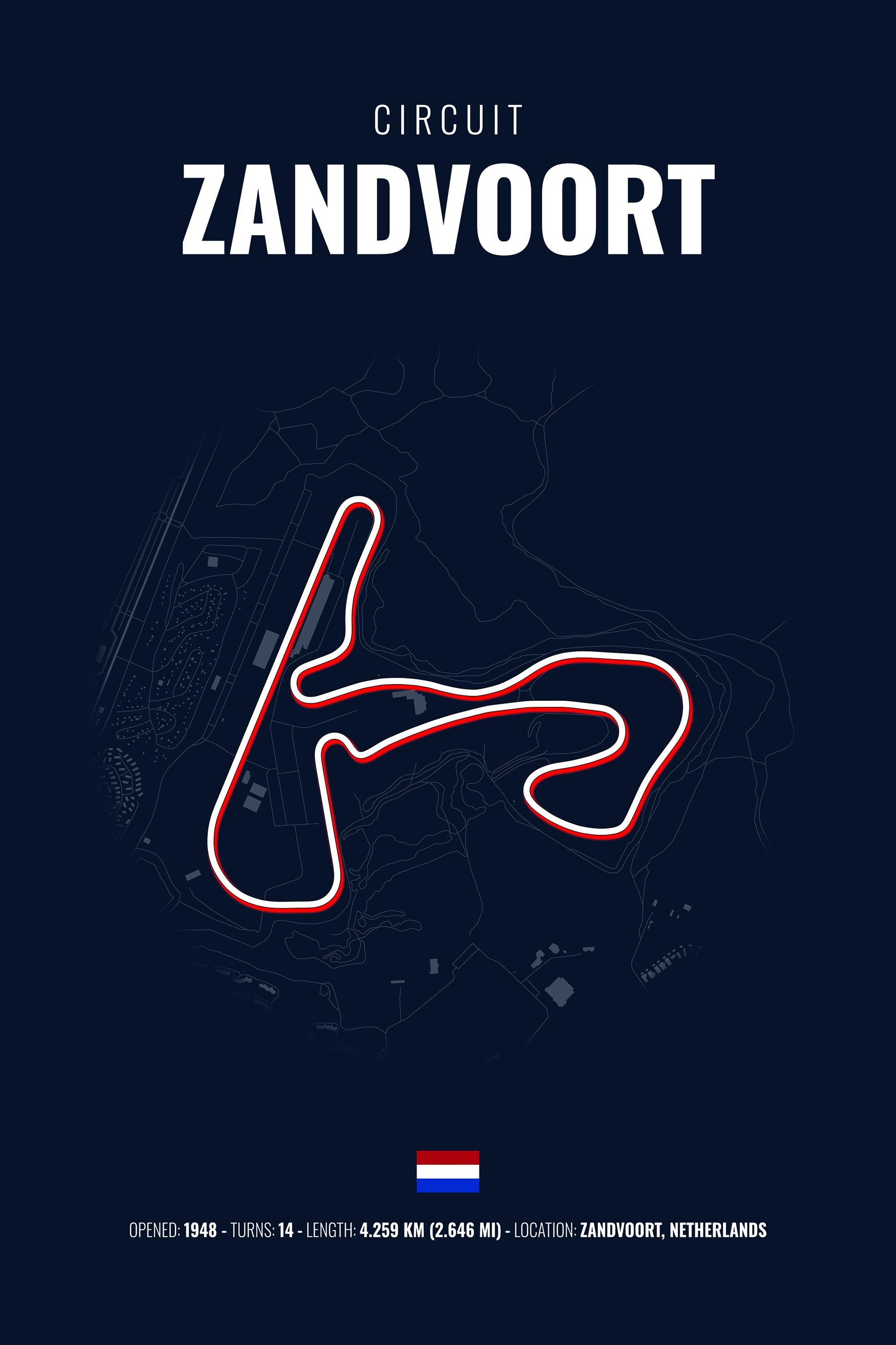 Formula 1 Zandvoort Digital Map Poster - Zandvoort Grand Prix - F1 ...