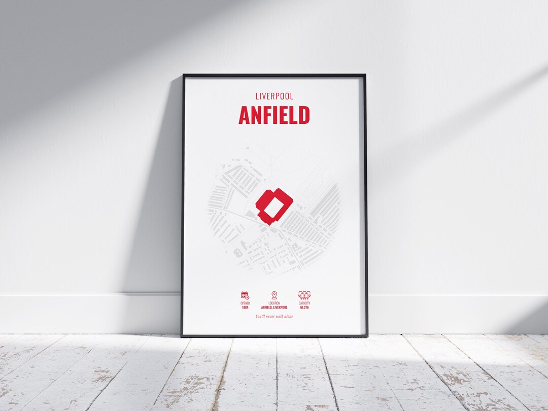 Liverpool Anfield Minimalist Digital Map – Anfield - Lfc - Liverpool ...