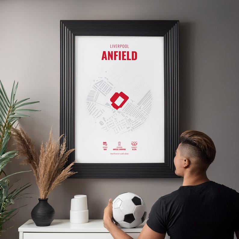 Liverpool Anfield Minimalist Map Poster: LFC Gifts (digital Download ...