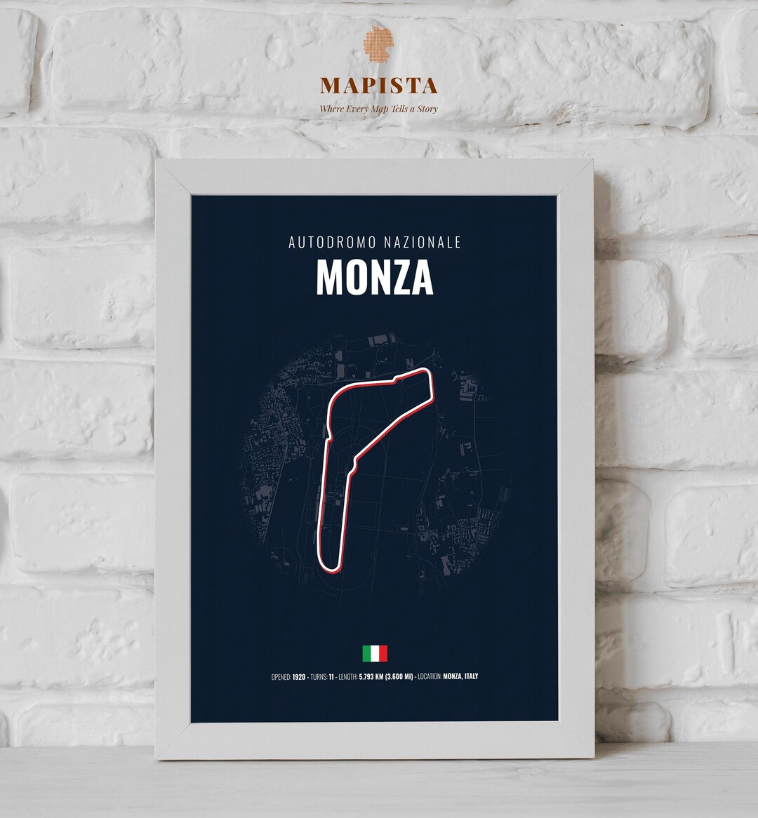 Monza Grand Prix Map: Formula 1 Racing Track Poster (digital Download ...