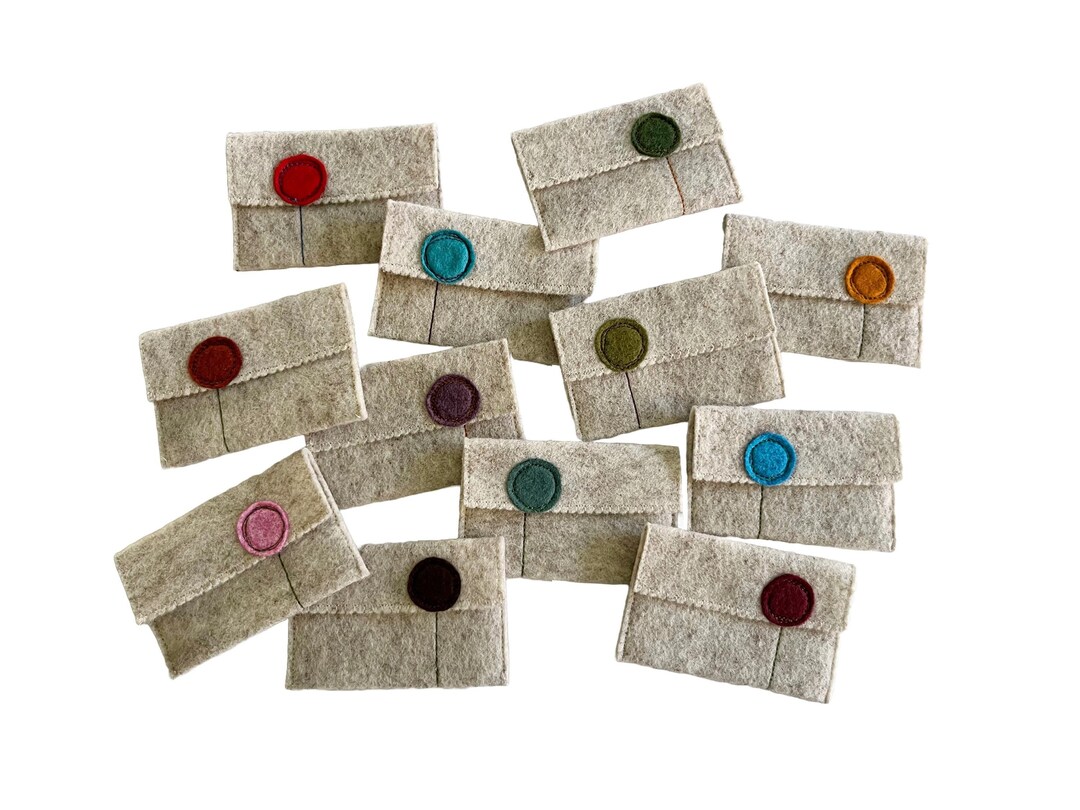 Oatmeal Wool Felt Gift Card Holders With Felt Pop Flowers - Etsy
