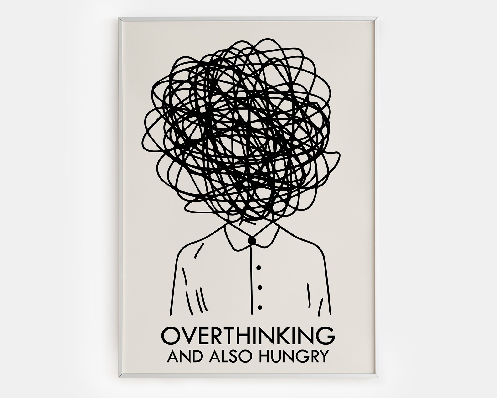 Overthinking Doodle Design Overthinking and Also Hungry | Etsy