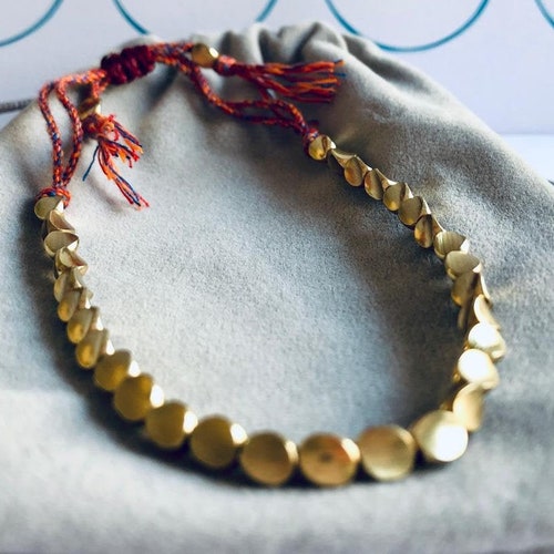 Handmade Tibetan Buddhist Red Thread & Copper Bead Bracelet - Etsy UK
