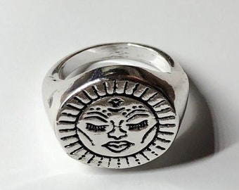 Sun Face Ring | Etsy