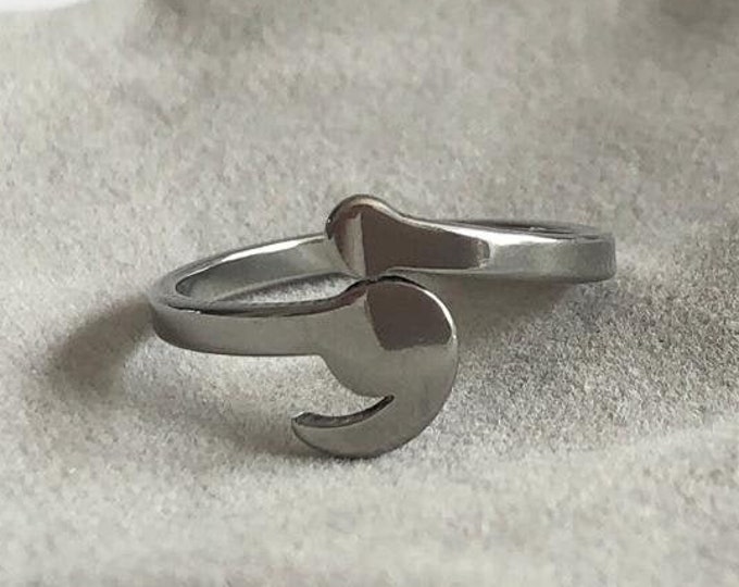 Semicolon Mental Health Awareness Ring, Stainless Steel. - Etsy UK
