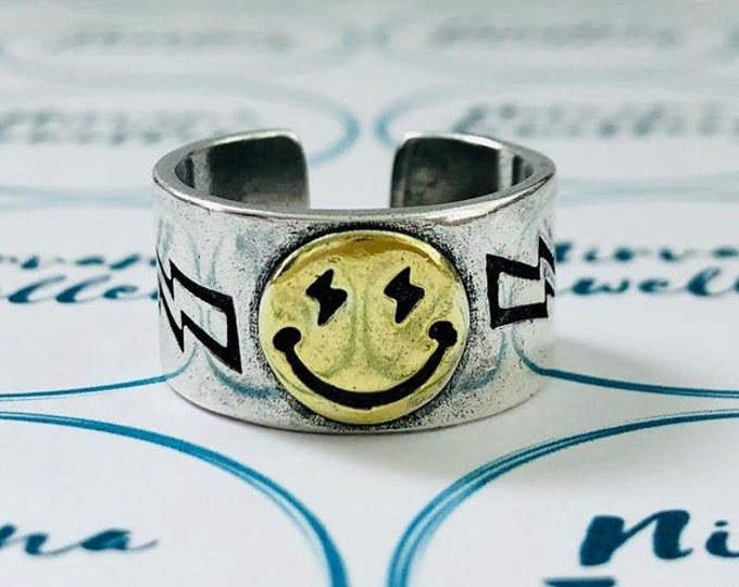 Smiley Face Ring, Stackable Smiley Face Ring, Emoji Ring, Happy Face ...