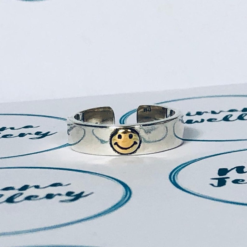 Silver Smiley Face Ring Stackable Smiley Face Ring Emoji - Etsy UK