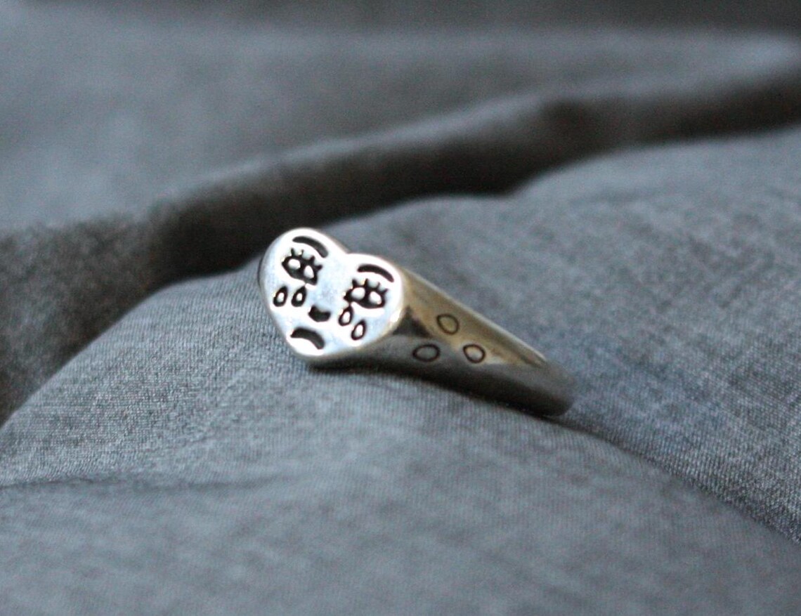 Tears Ring, Crying Face Ring, Crying Heart Ring, Adjustable Ring - Etsy
