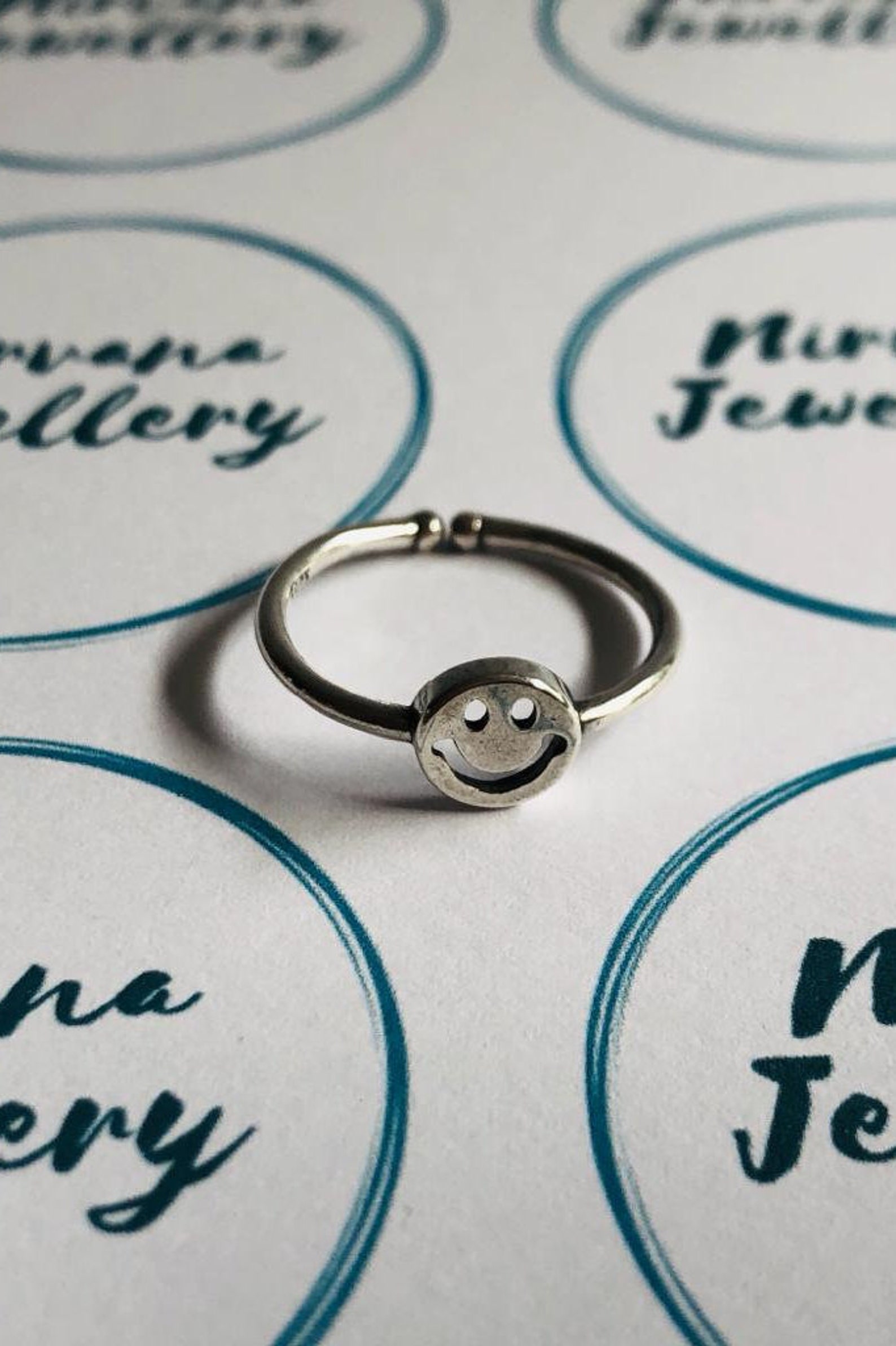 Silver Smiley Face Ring Stackable Smiley Face Ring Emoji - Etsy