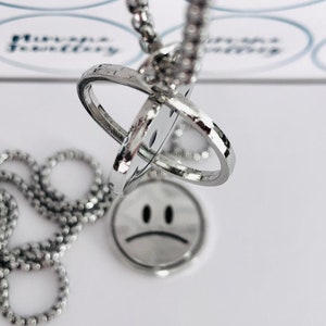 Smiley Face Necklace Sad Face Necklace Emoji Necklace - Etsy
