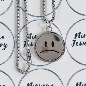 Smiley Face Necklace Sad Face Necklace Emoji Necklace - Etsy