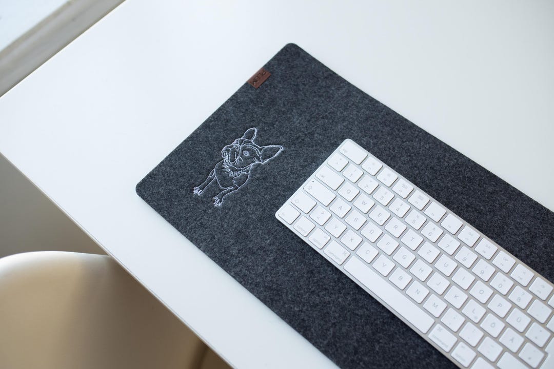 Custom Size 30x80 Cm Dark Grey Desk Mat With Animal Embroidery - Etsy