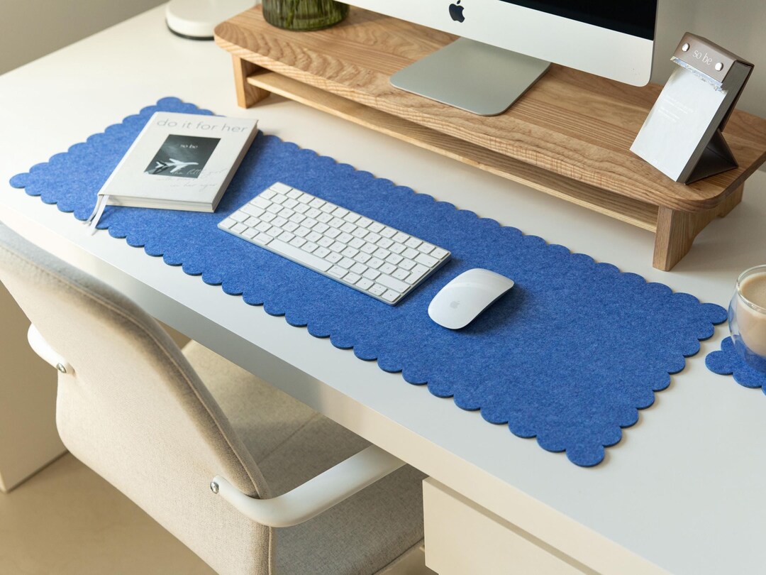 Felt Desk Mat, Scalloped Edges Desk Mat, Aesthetic Desk Pad, Office ...