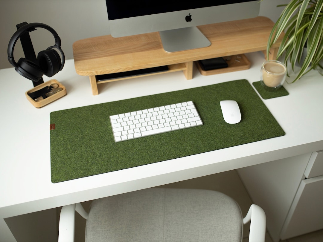 Custom Size Felt Desk Mat Green, Green Desk Pad, Large Desk Mat - Etsy