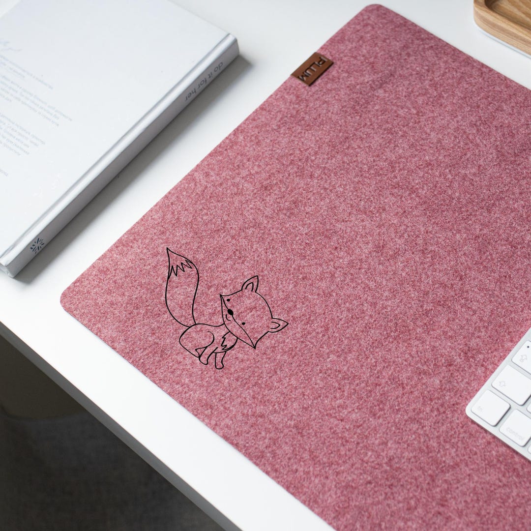 Felt Desk Mat, Fox Embroidery Design, Mouse Pad Custom, Nature Desk Mat ...