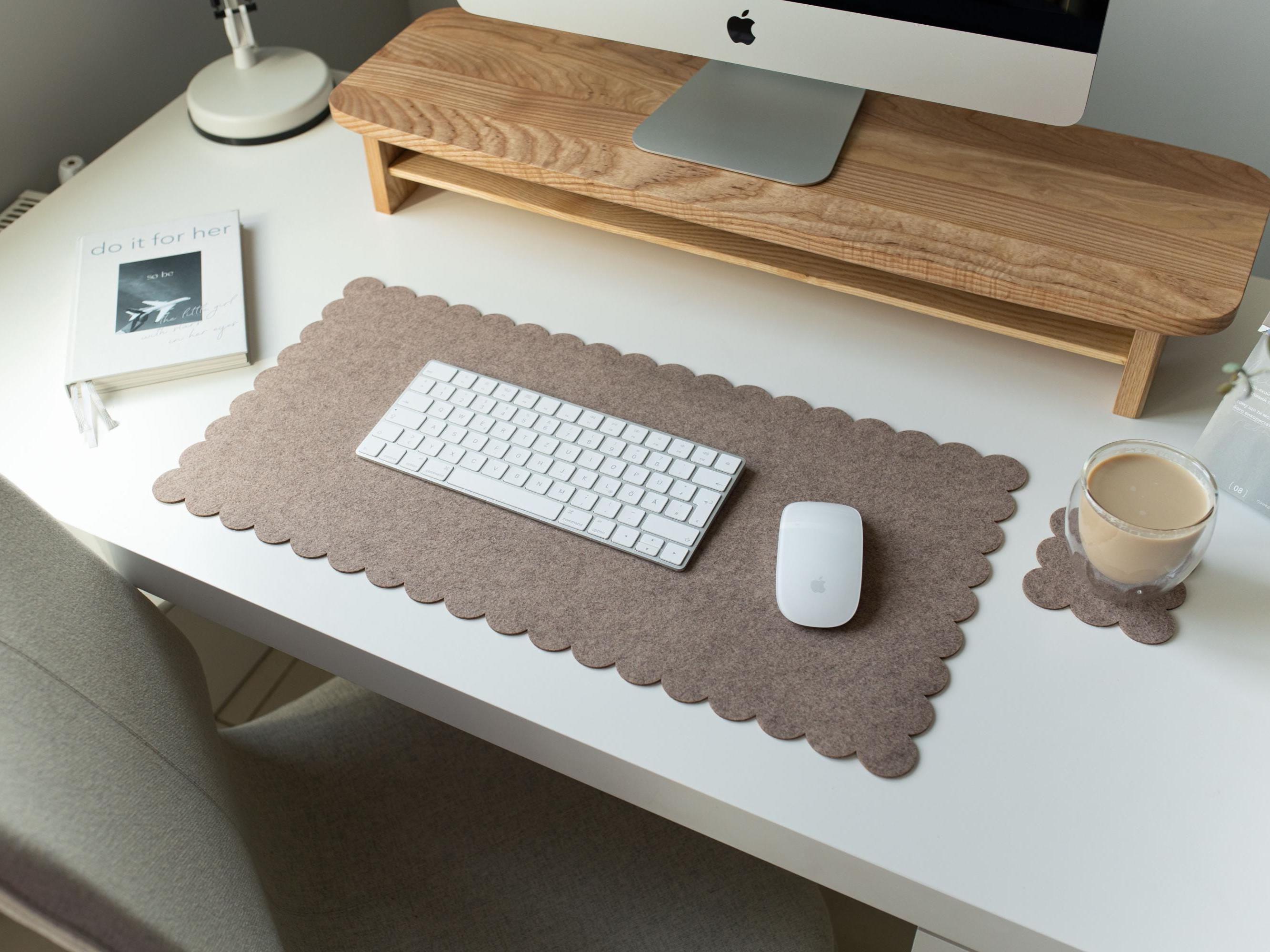 Felt Desk Mat, Scalloped Edges Office Desk Mat, Aesthetic Desk Pad ...