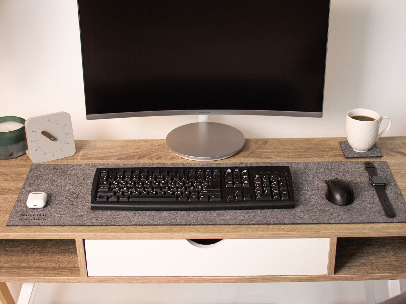 Custom Size Desk Mat Grey, Felt Desk Pad, Large Mouse Pad, Gray Deskmat ...