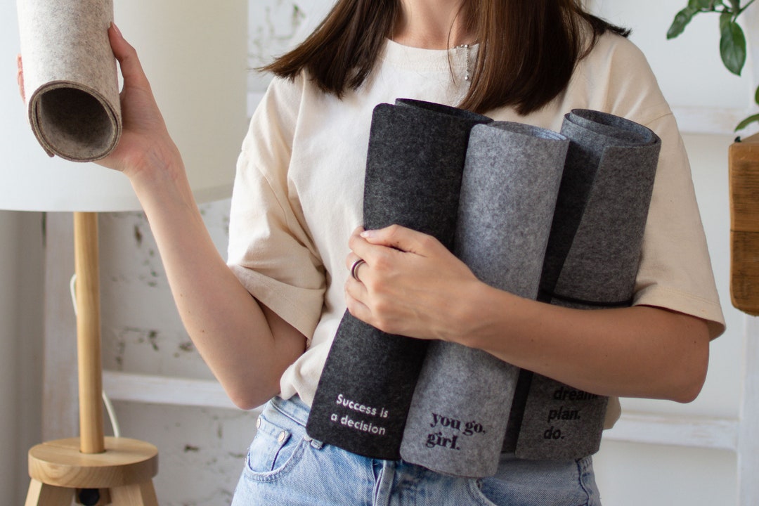 Personalized Desk Mat Gray, Custom Felt Desk Mat, Wool Felt Desk Pad ...