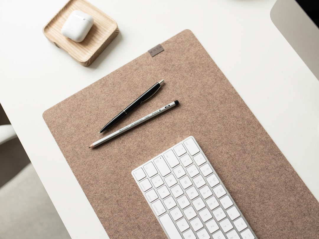 Custom Felt Desk Mat Beige, Custom Size Desk Pad, Personalized Desk Mat ...