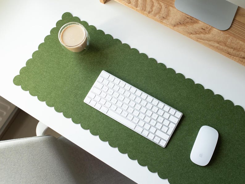 Felt Desk Mat With Scalloped Edge, Office Desk Mat, Accountant ...