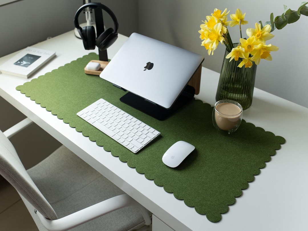 Felt Desk Mat With Scalloped Edge, Office Desk Mat, Accountant ...