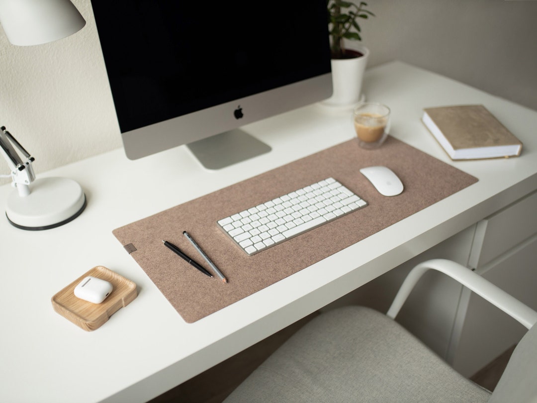 Beige Desk Mat, Felt Desk Mat, Pastel Neutral Desk Mat Aesthetic, Cream ...