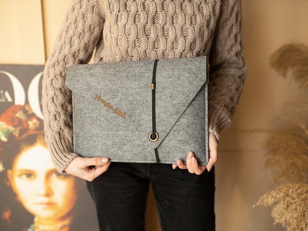 Felt Laptop Sleeve, Custom Wool Notebook Sleeve, Grey MacBook Felt ...