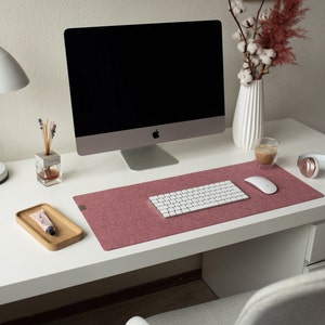 Felt Pink Desk Mat, Custom Pink Mousepad, Pastel Green Desk Pad, Small ...