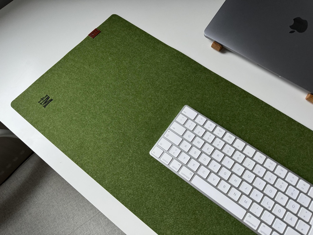 Felt Desk Mat, Green Desk Mat With Custom Embroidery, Felt Custom ...