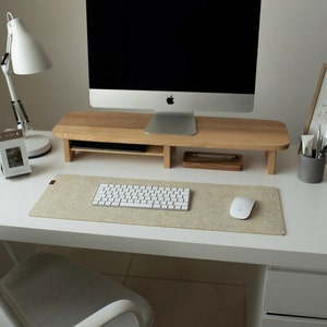 Beige Desk Mat Aesthetic, Felt Desk Pad, Keyboard Mat, Large Mouse Pad ...