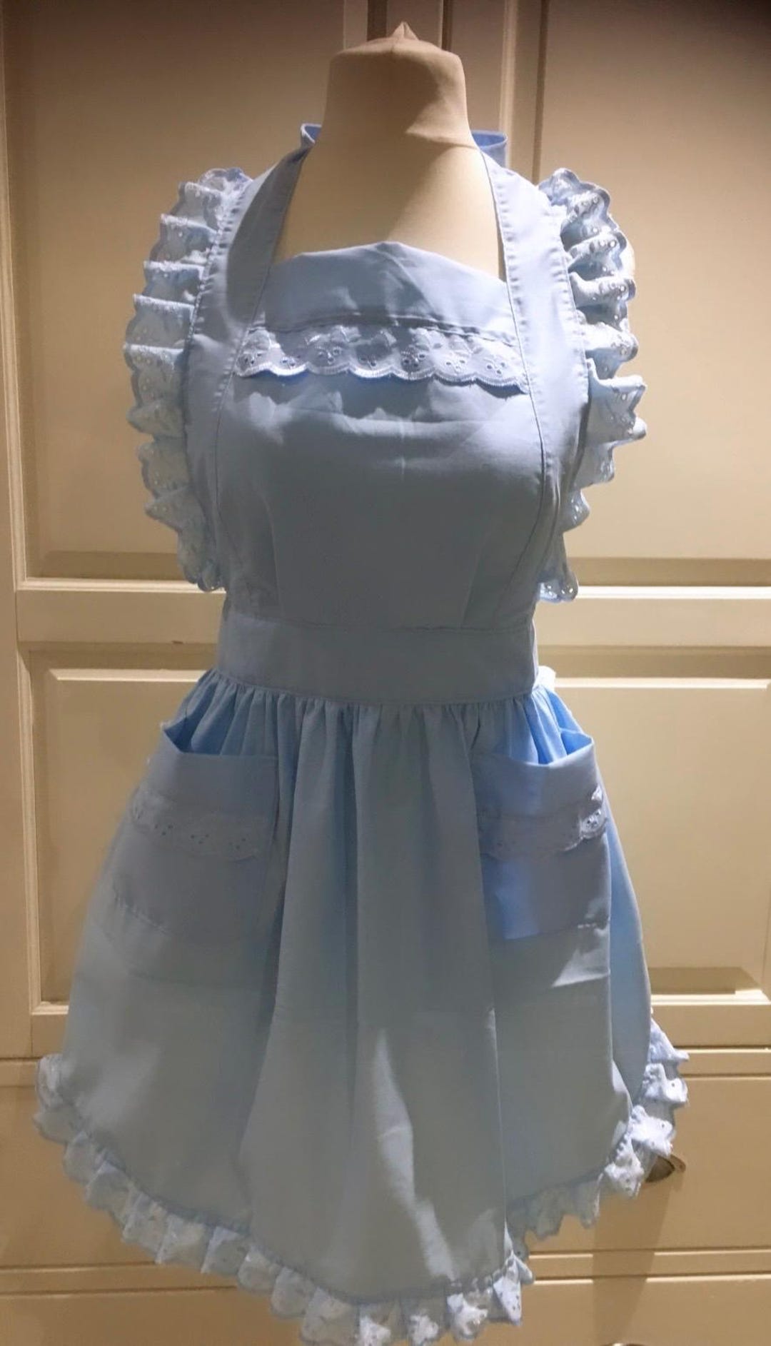 Handmade Victorian Style Apron: Baby Blue Broderie Lace Cotton Pinny - Etsy