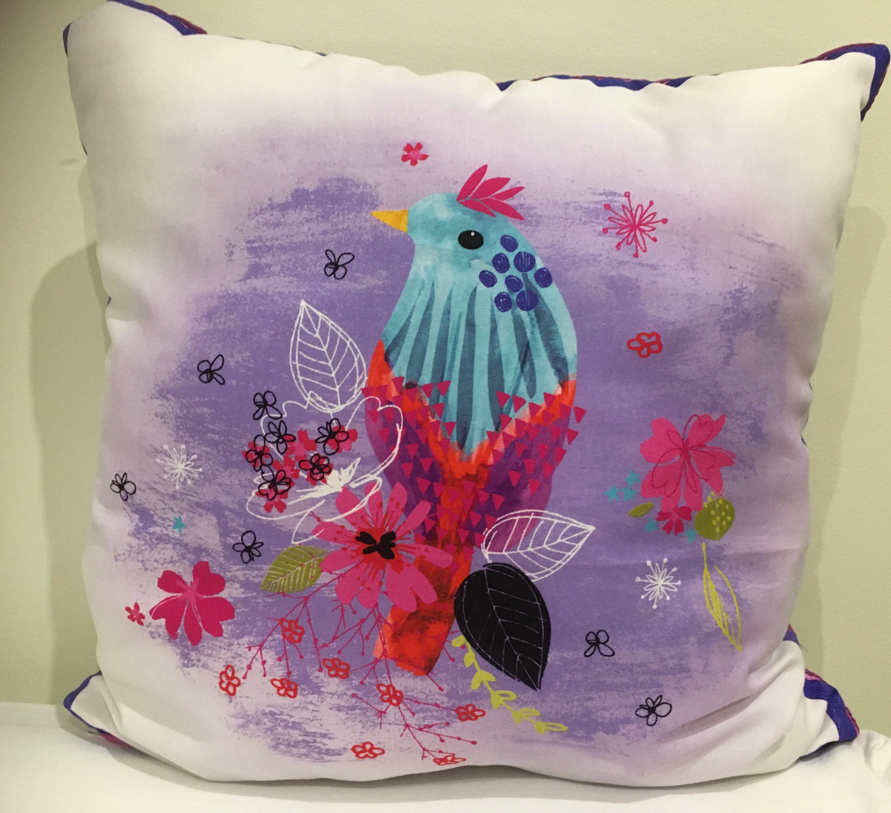 Handmade Bright Bird Cushion Cover | Etsy UK