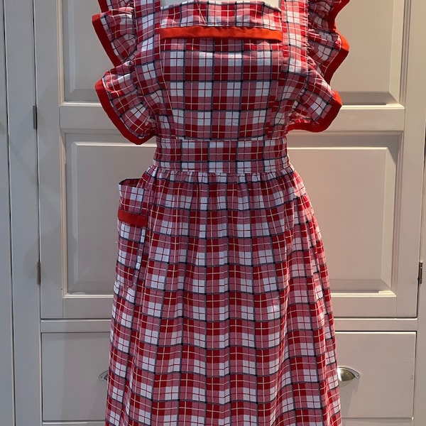 Red Gingham Apron - Etsy