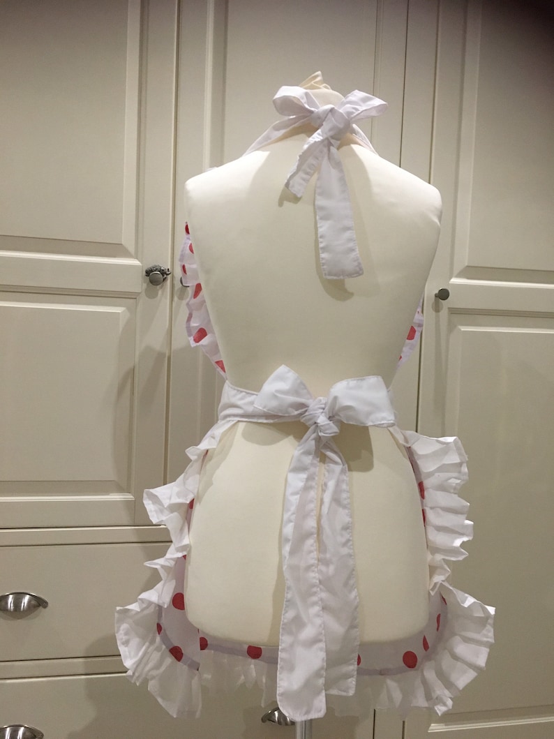 Handmade Victorian Cooking White Red Dot Vintage Shabby Full Apron! - Etsy