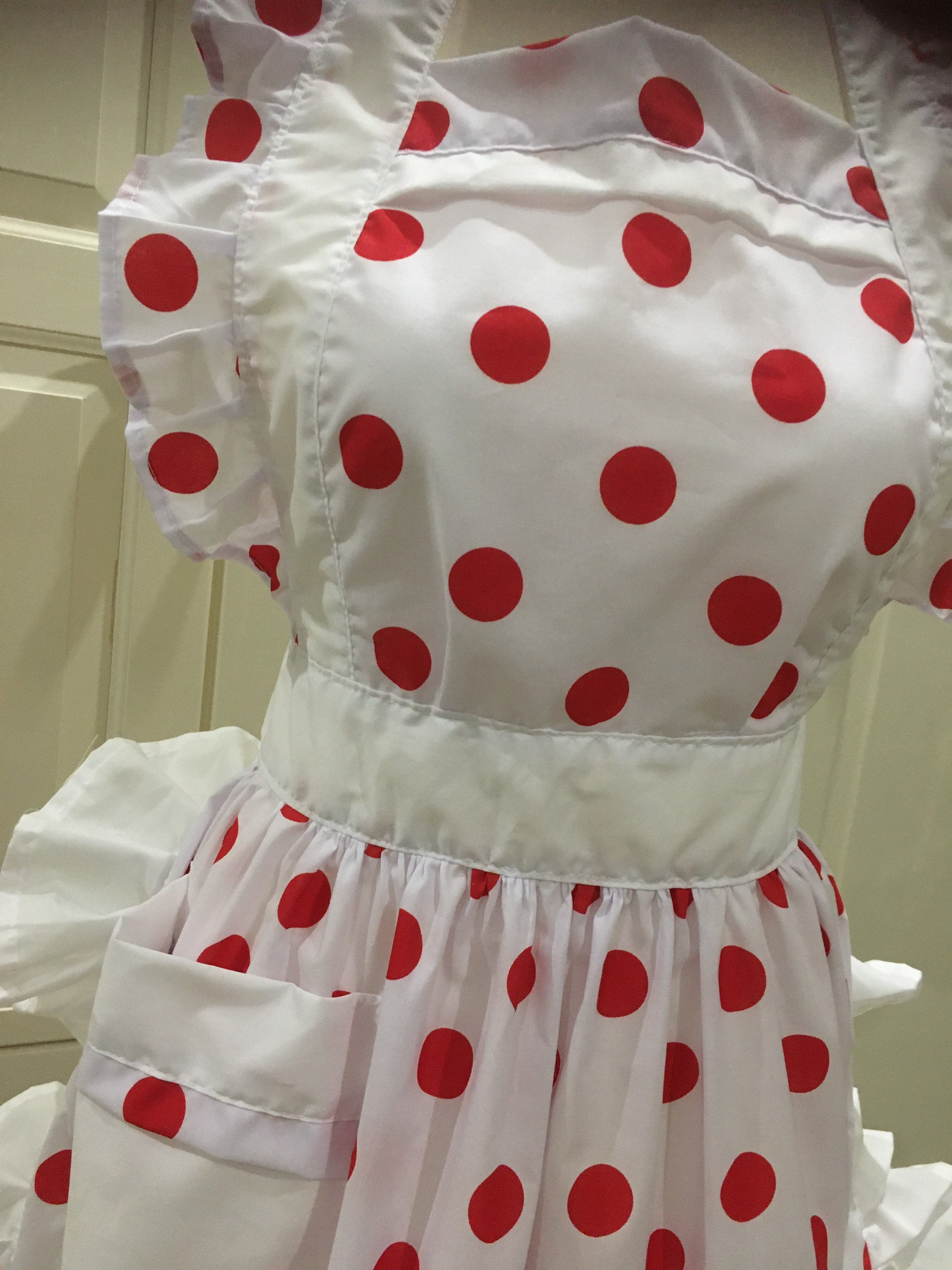 Handmade Victorian Cooking White Red Dot Vintage Shabby Full Apron! - Etsy