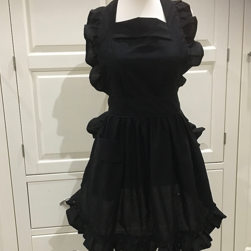 Black Ruffle Apron - Etsy