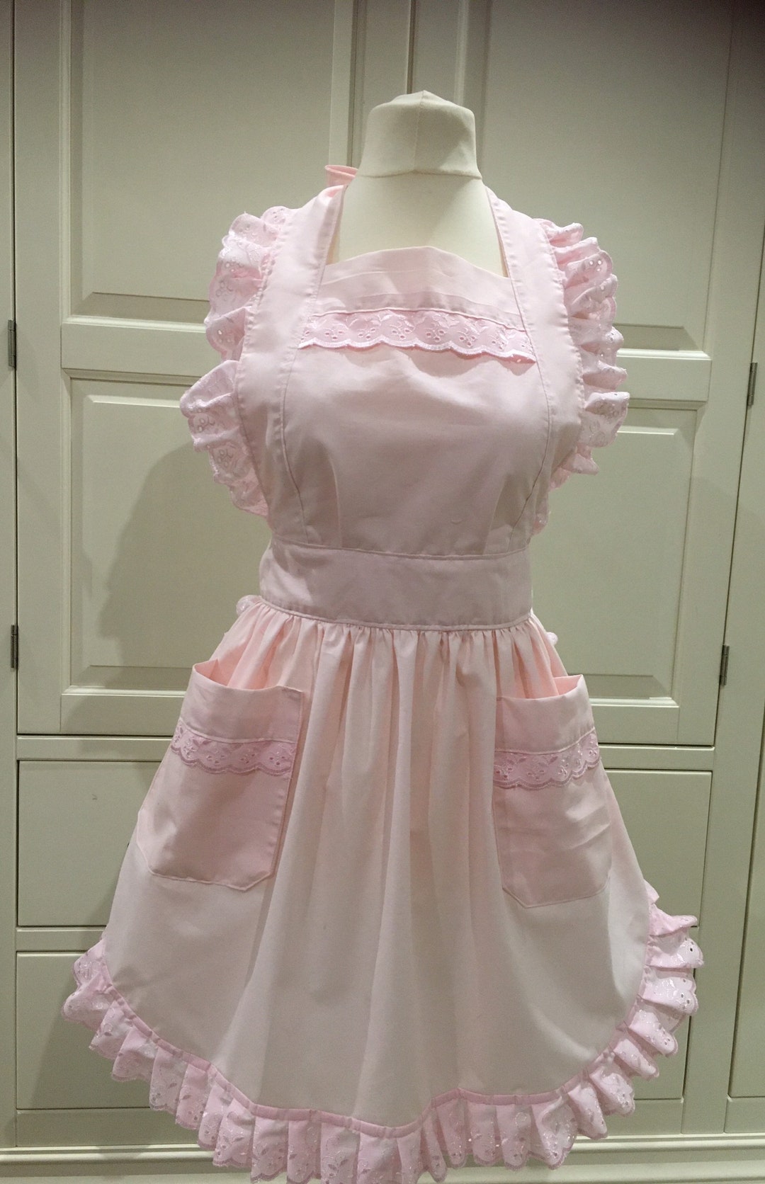 Handmade Victorian Style Apron: Pale Pink Cotton Broderie Lace - Etsy