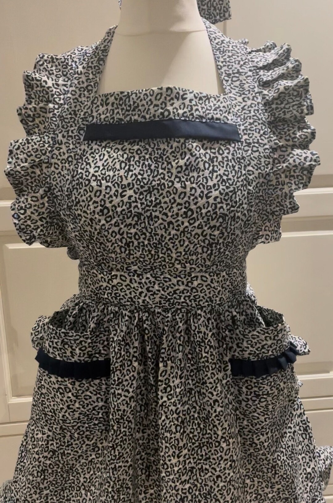 Handmade Retro Leopard Print Apron: Victorian Style Cotton Cooking ...