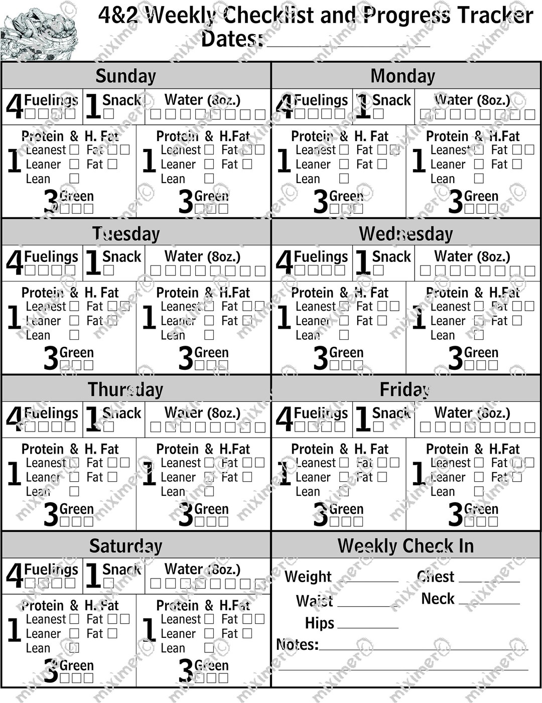 Remarkable 2 Portrait Template | 4&2 Notebook | Diet Journal | E-ink ...