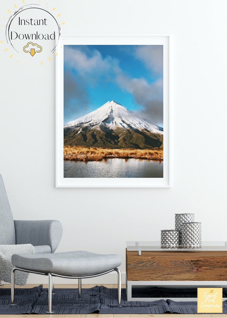 Mount Taranaki Print, Mountain Wall Art, New Zealand Print, Mount ...
