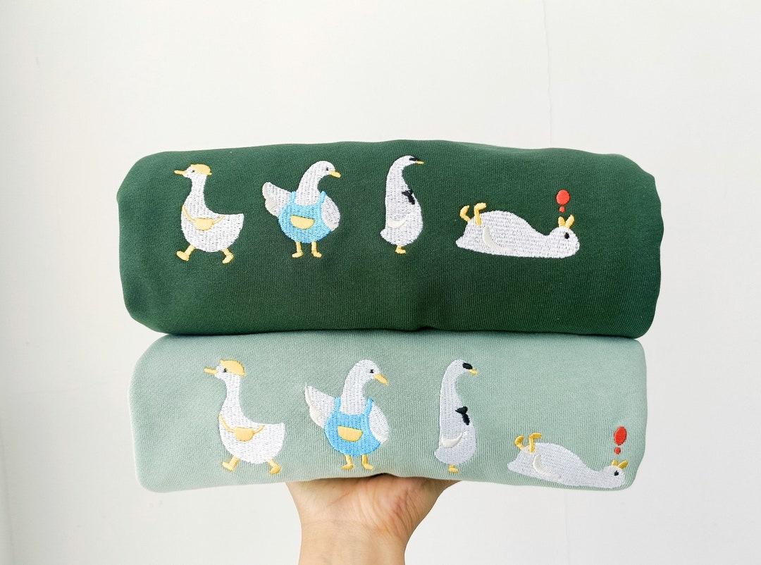 Cute Embroidered Duck Sweatshirt,funny Duck Shirt,embroidered Goose ...