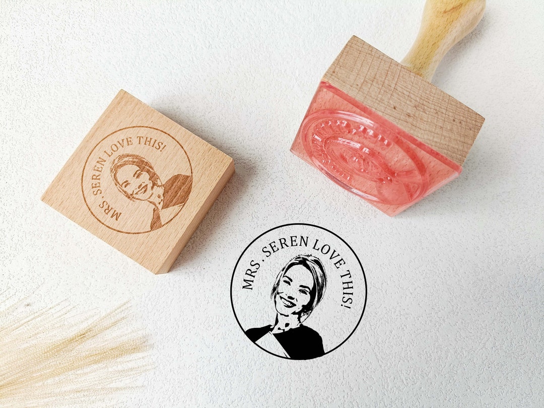 Personalize Portrait Stamp for Her,custom Stamp From Photo,wooden Stamp ...