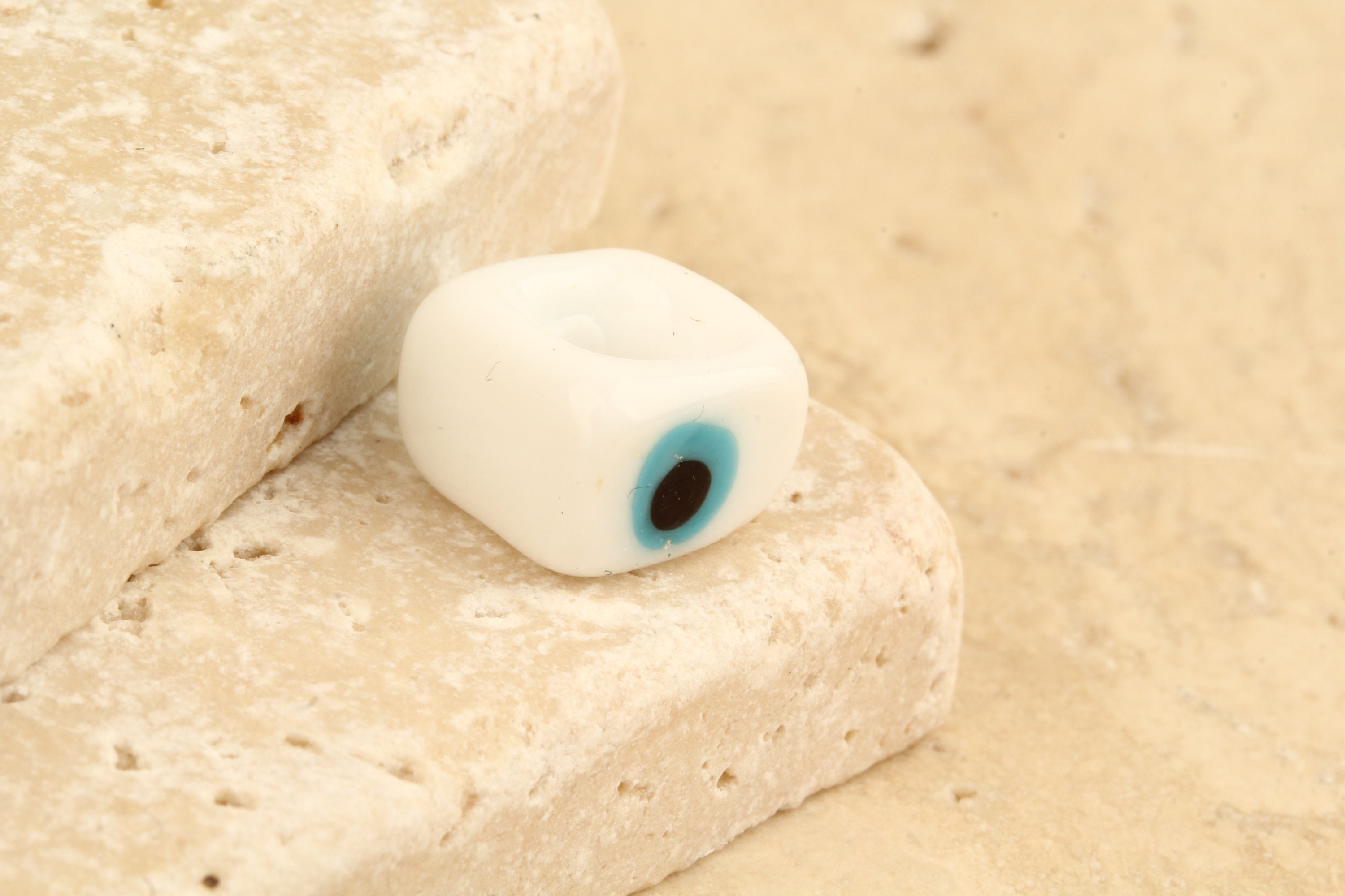 Murano Glass Evil Eye Square Beads - Handmade Beads - Turkish Jewelry ...