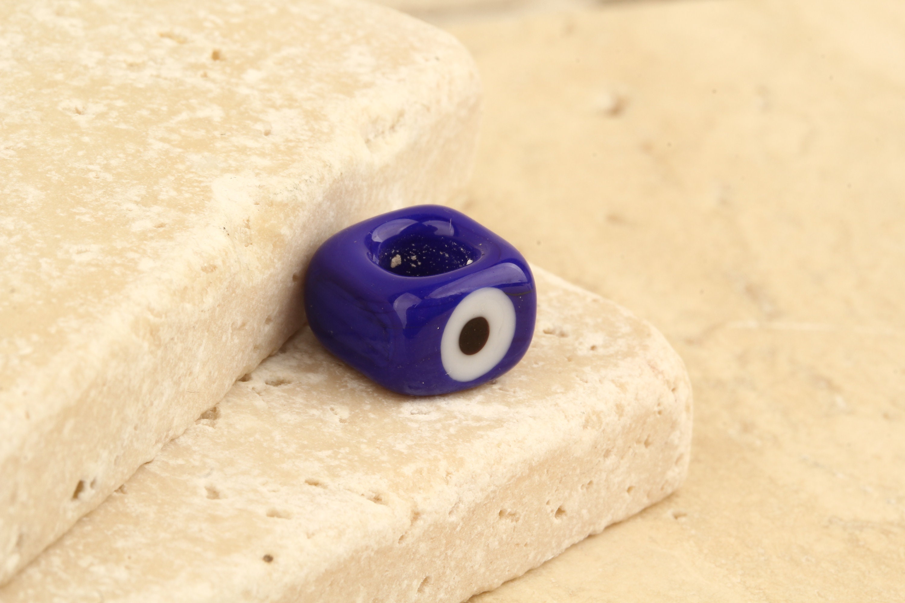 Murano Glass Evil Eye Square Beads - Handmade Beads - Turkish Jewelry ...