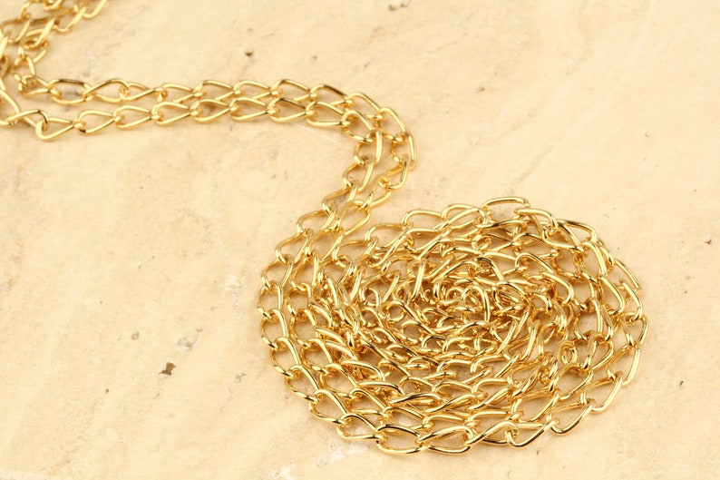 Shiny Gold 7x4.5mm Oval Link Chain 1meter (3.3feet) - 24K Gold Plated ...