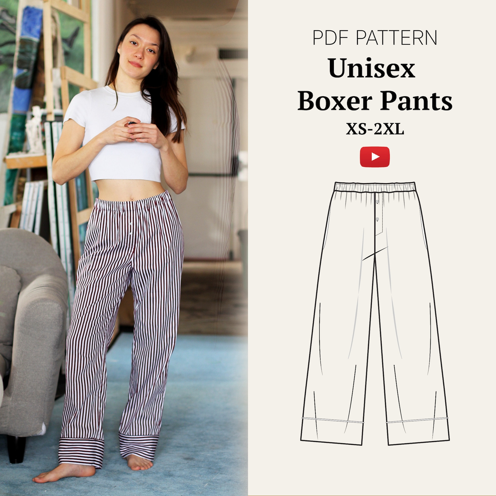 Unisex Boxer Pajama Pants XS-2XL #diyboxerpants PDF Sewing Pattern - Etsy